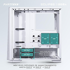 Phanteks (PH-EC360ATG_DMW02) Eclipse G360A Ultra-fine Performance Mesh, Mid-Tower Gaming case, Tempered Glass, Digital-RGB Lighting, White