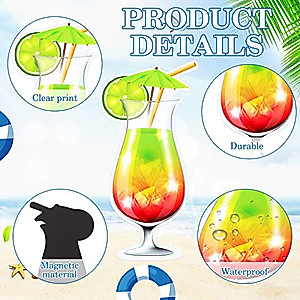 Leumoi 8 Pcs Cruise Door Decorations Magnetic Tropical Drink Funny Cruise Ship Door Magnets Stickers Reusable Cruise Cabin Magnet for Fridge Refrigerator Carnival Cruise Birthday Party Supplies Favors