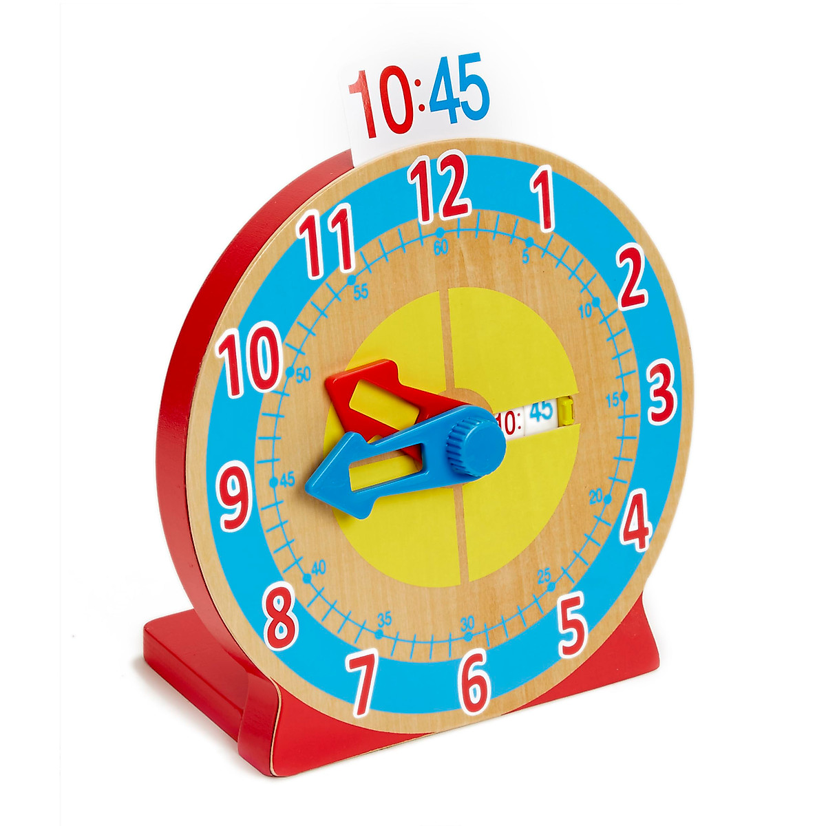 Melissa & Doug Turn & Tell Wooden Clock - Educational Toy With 12+ Reversible Time Cards , Red
