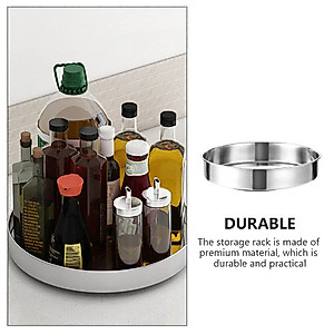 Cabilock Turntable Kitchen Storage Organizer Multifunctional Stainless Steel Organizer for Can or Seasonings (L)