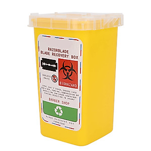 Sharps Disposal Container, Disposal Blade Container Barbershop Hair Salon Shaving Knife Blade Disposal Collect Box(yellow)
