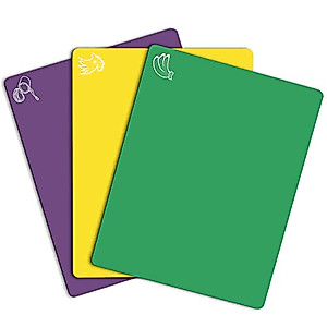 Fotouzy Plastic Cutting Boards for Kitchen, Flexible Cutting Mats with Food Icons, BPA-Free, Non-Porous, Anti-Skid Back and Dishwasher Safe, Set of 3