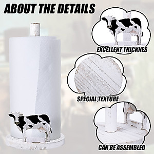 Farmhouse Paper Towel Holder Cow Rooster Sunflower Wooden Paper Towel Stand Paper Towel Dispenser Decorative Farm Kitchen Accessories for Kitchen Bathroom Table Decoration (Cow)