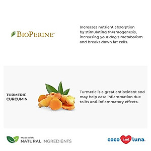 Turmeric for Dogs Anti Inflammatory Pain Relief - 120 Chewable Tablets - Hip & Joint Support Anti Inflammatory for Dogs with Curcumin and BioPerine, Antioxidant, Cardiovascular Health