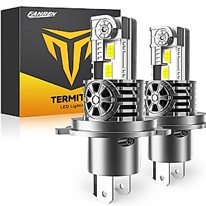 Termitor H4/9003/HB2 LED Bulbs Hi/Low Beam, 30000LM 800% Super Brighter, 1:1 Halogen Size, 6500K Cool White, 60000Hrs Long Service Life with Cooling Fan, Plug and Play, Pack of 2