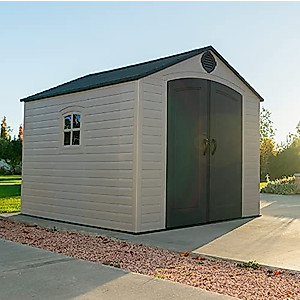 Lifetime 60371 Outdoor Storage Shed with Window, Skylights, and Shelving, 8 by 10 Feet