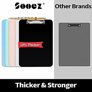 Sooez Plastic Clipboard with Pen Holder, [10% Thicker] Clip Boards 8.5x11 with Low Profile Clip, Cute Hanging Clipboard, Standard Letter A4 Size for Women Teacher, Office & School Supplies, Neno Pink