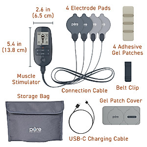 Pure Enrichment® PurePulse™ Trio TENS & EMS Muscle Stimulator + Heat - Electronic Pulse Massager with 9 TENS Modes, 7 EMS Modes, 2 Heat Settings, Advanced Relief for Back, Neck, and Shoulder Pain