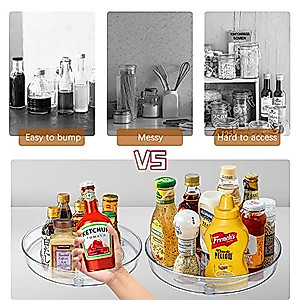2 Pack Lazy Susan Organizer, 10.6" Clear Lazy Susan Turntable for Cabinet, Plastic Lazy Susan Cabinet Organizer- Kitchen Pantry Organization and Storage