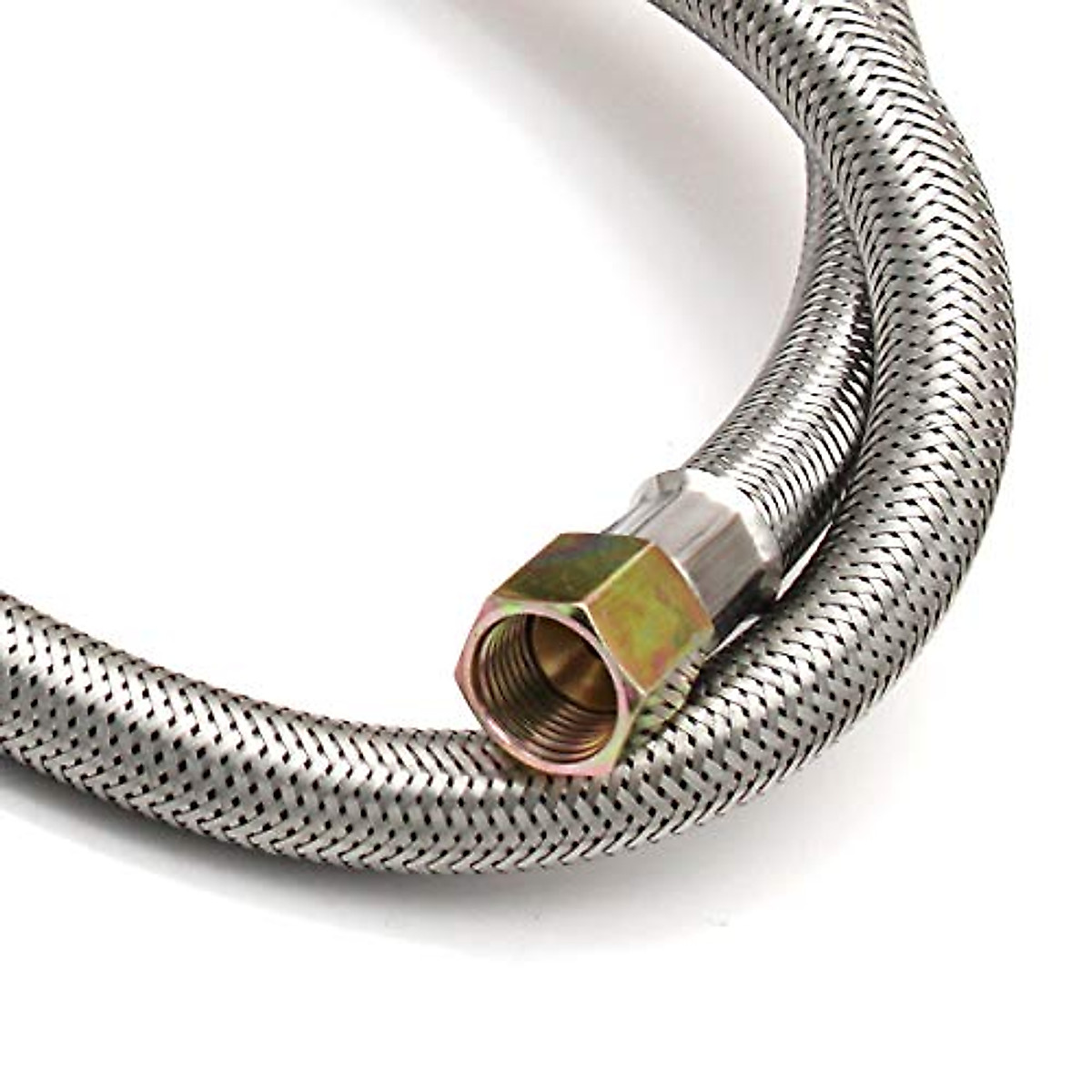 MENSI Propane Grill Y-Splitter Extension Adapter Braided Hose Length 15" with 3/8" Flare Connection