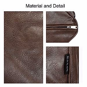 ROTOT Ottoman Pouf Square Shape, Foot Rest Faux PU Leather, Unstuffed Bean Bag Shell for Storage Solution, Hassock Pouffe Decoration for Living Room Balcony Office Outdoor (Chest Nut)