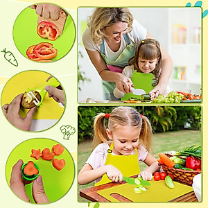 15 PCS Montessori Kitchen Tools for Toddlers Kids Cooking Sets, Apron, Serrated Toddler Knife, Crinkle Cutter, Sandwich Cutter, Wooden Fruit Knife, Y Peeler, Cutting Board for Cooking Kid Safe Knives
