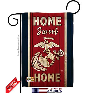 Breeze Decor Home Sweet Marine Corps Garden Flag Armed Forces USMC Semper Fi United State American Military Veteran Retire Official House Decoration Banner Small Yard Gift Double-Sided, Made in USA