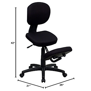 EMMA + OLIVER Mobile Ergonomic Kneeling Posture Task Office Chair in Black Fabric