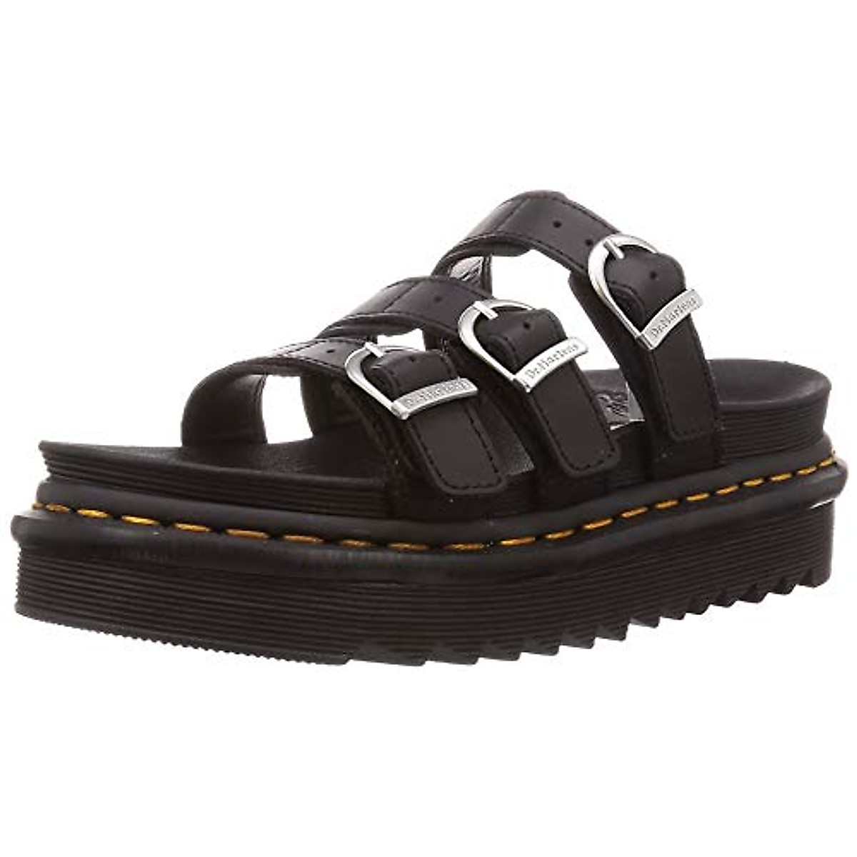 Dr. Martens womens Slide Sandal, Black Hydro Leather, 6 US