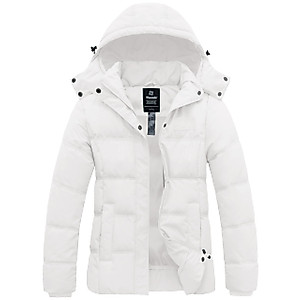 wantdo Women's Padding Puffer Jacket Windproof Spring Coats with Hood Beige XL