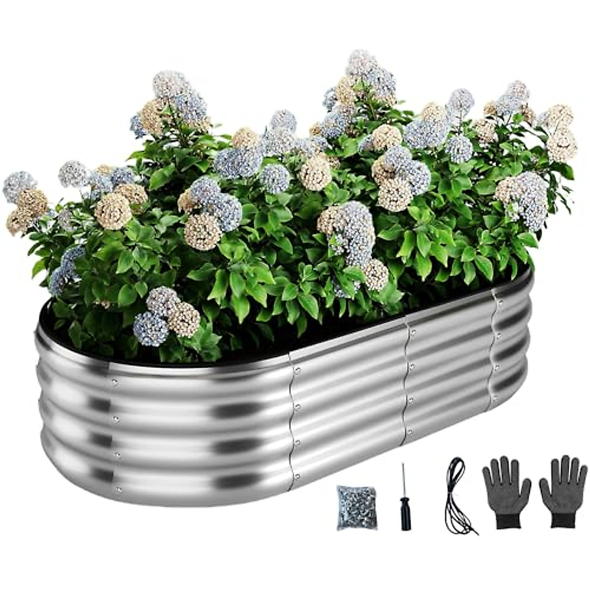ZFHgarden Raised Garden Bed, 4x2x1ft Raised Beds for Gardening Outdoor for Vegetables Flowers Ground Planter Box，Galvanized Raised Garden Beds