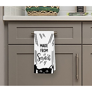 QODUNG Made from Scratch Funny Scratching Cat Soft Kitchen Towels Dishcloths 16x24 Inch,Black Cat Drying Cloth Hand Towels Tea Towels for Kitchen,Cat Lover Gifts