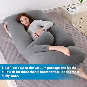 Victostar Pregnancy Pillow,57 inches U Shaped Maternity Pillow with Removable Cover Full Body Pillow Support for Back, HIPS, Legs, Belly (Black Gray)