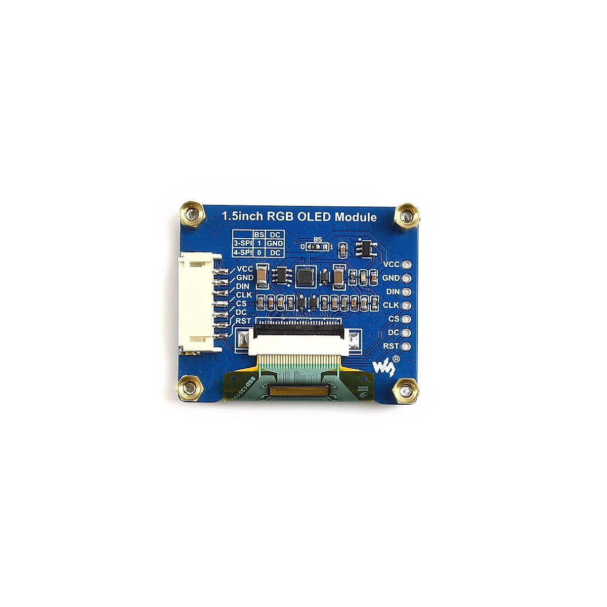 1.5inch RGB OLED Display Module 128x128 16-bit High Color SPI Interface SSD1351 Driver for Raspberry Pi/Jetson Nano Examples Provided
