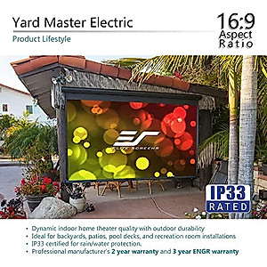 Elite Screens Yard Master Electric 165" Outdoor Motorized Projector Screen 16:9, Rain Water Protection Wireless Remote Control 8K 4K Ultra HD 3D Movie Theater Automatic Projection | OMS165H-ELECTRIC