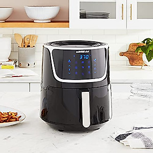 GoWISE USA GW22956 7-Quart Electric Air Fryer with Dehydrator & 3 Stackable Racks, Led Digital Touchscreen with 8 Functions + Recipes, 7.0-Qt, Black/Silver