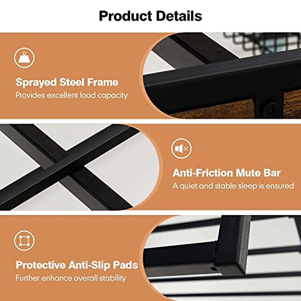 Giantex Queen Size Bed Frame with 4 Drawers, Industrial Metal Platform Bed Frame with Footboard, Reserved Holes for DIY Headboard, Heavy-Duty Mattress Foundation, No Box Spring Needed, Easy Assembly