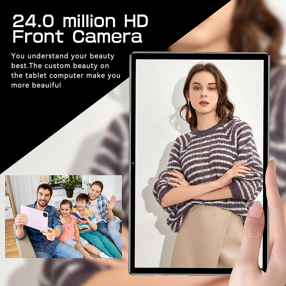 FOLOSAFENAR 10.1 Inch FHD Tablet, Dual Cameras 4G LTE Tablet 100‑240V Octa Core CPU 8GB RAM 256GB ROM for Android 12 for Business (US Plug)