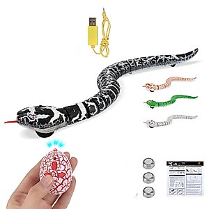 FauKait Remote Control Snake Toy RC&Robot Electric Snake Toy Fast Moving of Fake Rattlesnake Christmas Halloween Toys Party Favor Gifts Joke Prank for Kids Boys(Black)