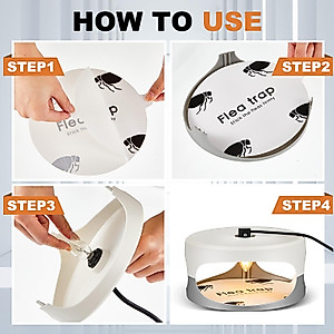 Qualirey 2 Pcs Flea Traps with 8 Sticky Disc 12 Bulbs 4 Electric Wires Flea Traps for Inside Your Home Safe Flea Light Trap for Indoor Safe to Pets