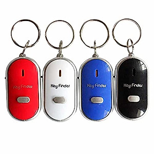 4 Pc Key Finder Locator Anti Lost Keys Keychain Tracker Whistle Sound LED Light