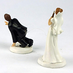 Cake On Fishing Bride Catching Groom Funny Wedding Cake Topper Decor- Bride And Groom Set