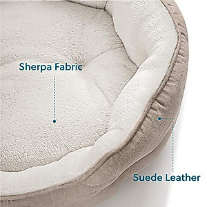 Bedsure Round Bed for Small Dogs, Washable for Indoor Cats, Pet Bed for Puppy and Kitten with Slip-Resistant Bottom, Camel, 20 Inches
