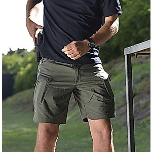 Helikon-Tex Urban (UTS) Tactical Shorts for Men - Lightweight & Breathable Cargo Shorts for Tactical, Military, Police, Hiking, & Hunting (Khaki PolyCotton Ripstop W36, L8.5)