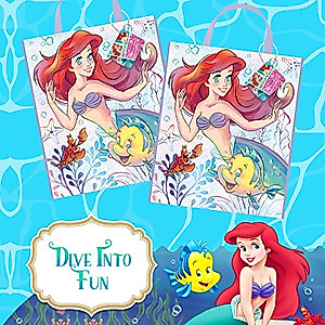 Unique Disney The Little Mermaid Party Totes 4 Count - Resuable Ariel Mermaid Bags for Gifts, Favors, Loot, Pass Out to Guests, Kids, Girls Dressup Birthday Decorations Supplies