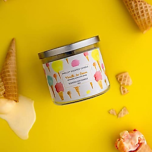 Smells - Premium Soy Wax Round Jar Scented Candle 16oz. - 100% Cotton 3-Wicks - Fragrance That Eliminates Home and Office Odors: Food, Pets, Smoke and Others (1-Pack, Vanilla Ice Cream)