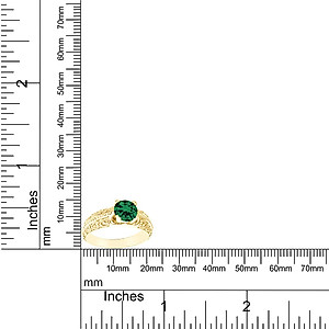 AFFY Round Shape Simulated Emerald In 14K Yellow Gold Over 925 Sterling Silver Ring Size 11.5