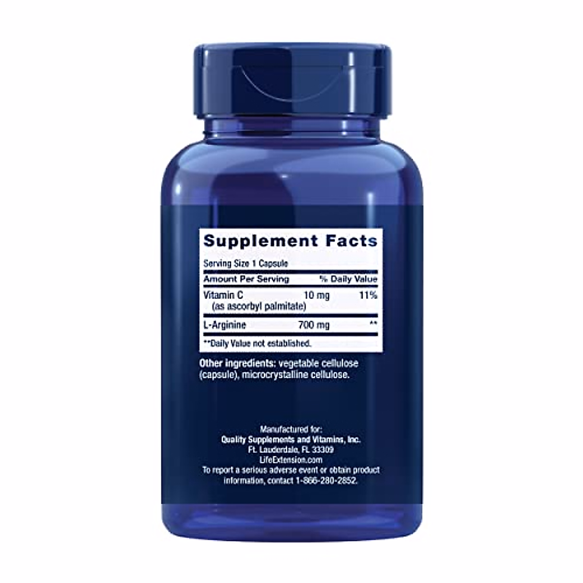 Life Extension L-Arginine Caps - L-Arginine Supplement for Men and Women with Vitamin C - for Immune System Support and Cardiovascular Health -700 mg – Gluten-Free, Non-GMO – 200 Capsules