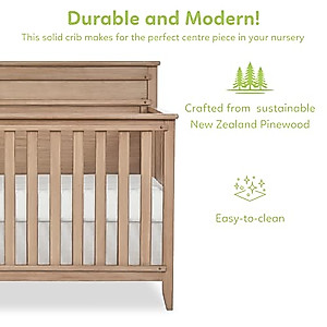 SweetPea Baby Bayfield 5-in-1 Convertible Crib in Sand Dunes, JPMA, and Greenguard Gold Certified, Made of Sustainable New Zealand Pinewood, Sturdy and Durable Crib