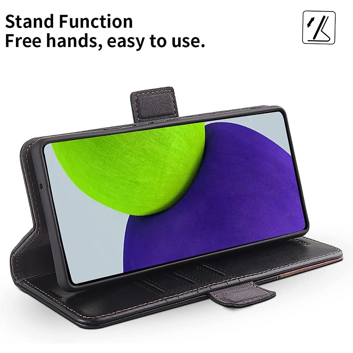 KEZiHOME Galaxy S22 Ultra Case, Genuine Leather [RFID Blocking] Wallet Case Card Slot Flip Magnetic Stand Phone Cover Compatible with Samsung Galaxy S22 Ultra (2022) (Black/Brown)