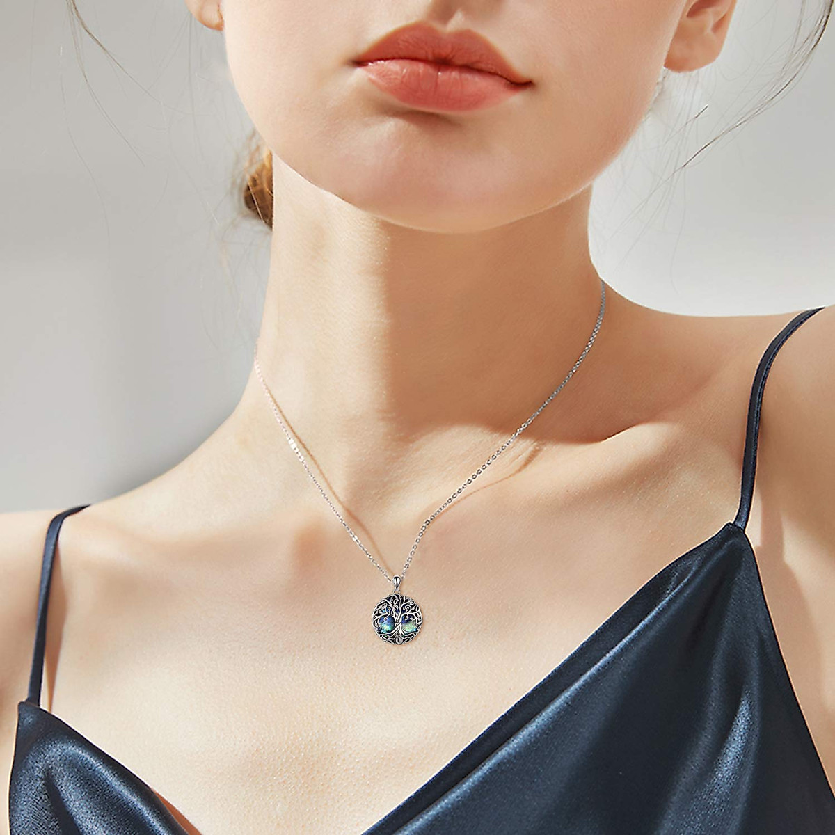 WINNICACA Tree of Life Necklace Sterling Silver Celtic Necklaces for Women Abalone Jewelry Abalone Shell Tree of Life Pendant Celtic Jewelry for Women Birthday Gifts for Mom