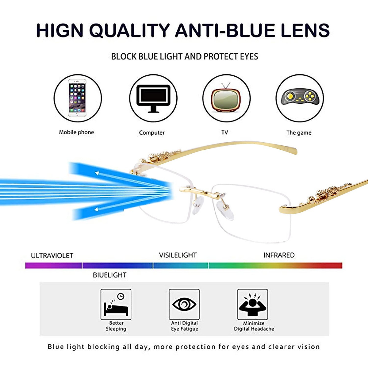 JUDOO Fashion Rimless Rectangle Sunglasses for Women Men Trendy Tinted Lens Frameless Shades UV400 Protection Lens