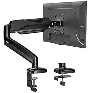MOUNTUP Single Monitor Desk Mount, Adjustable Gas Spring Monitor Arm Support Max 32 Inch, 4.4-17.6lbs Screen, Computer Monitor Stand Holder with Clamp/Grommet Mounting Base, VESA Mount Bracket, Black