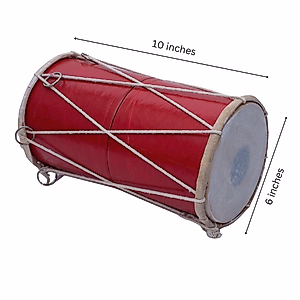 Handmade Wooden & Leather Classical Indian Folk Tabla Drum Set Hand Percussion Drums World Musical Instruments Punjabi Dhol Dholak Dholki 10 x 6 Inches Fun Birthday Housewarming Gift Ideas