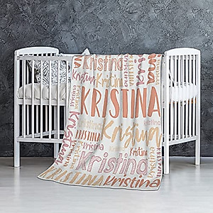 Personalized Blankets with Name Customized Baby Blankets for Girls Boys Adults Monogrammed Blankets and Throws Christmas Birthday Mothers Fathers Valentines Day Gift (Light Orange,30''×40'')