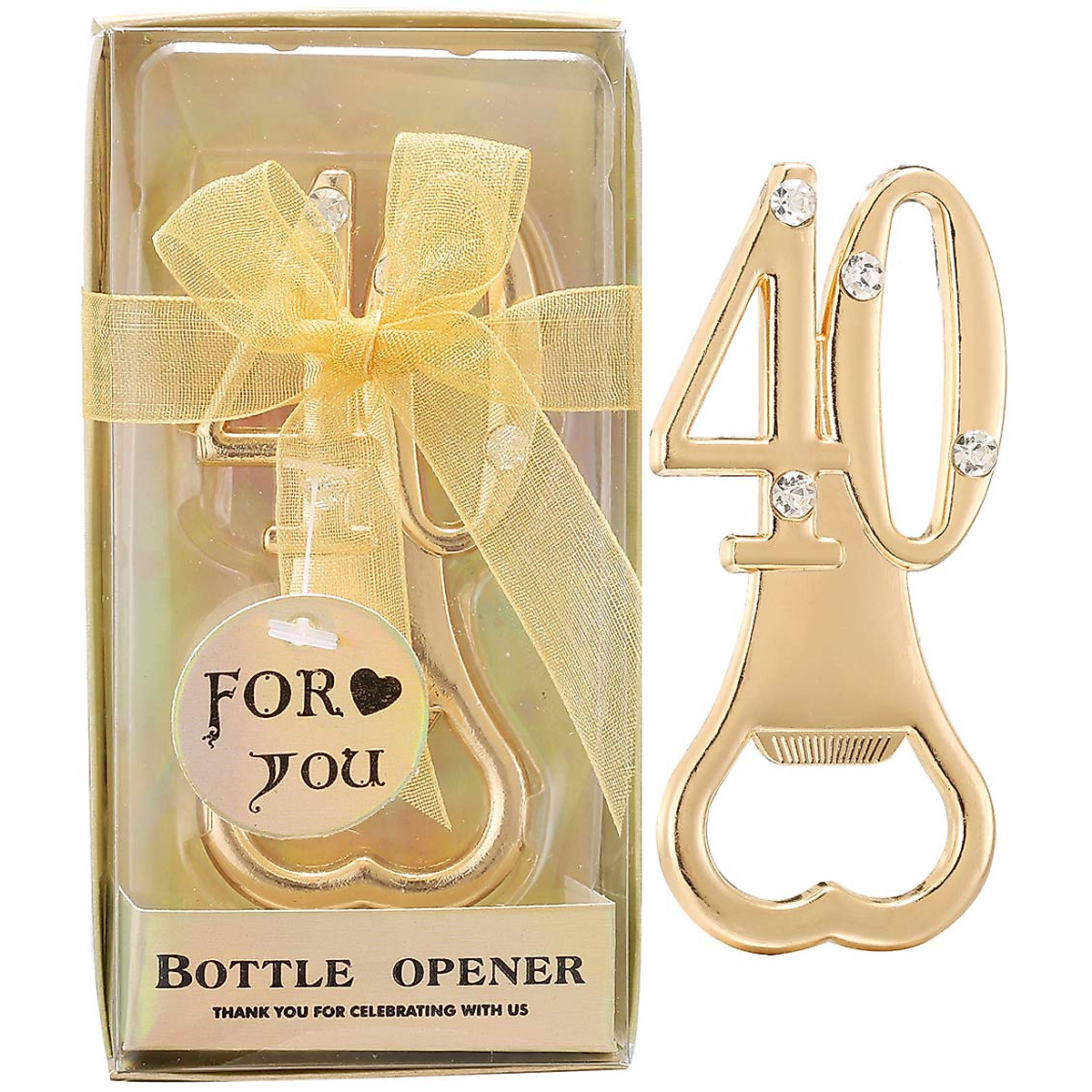 Set of 12 Creative Bottle Openers for 40th Birthday Party Favors or 40th Wedding Anniversary Party Gifts 40 Birthday Party Favors Souvenirs Decorations for Guests (12, Gold 40th)