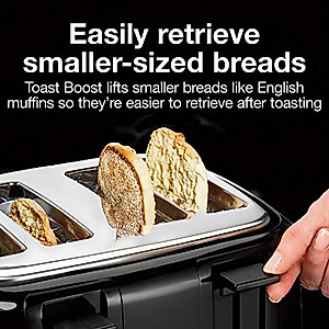 Proctor Silex 4 Slice Toaster with Extra Wide Slots for Bagels, Cool-Touch Walls, Shade Selector, Toast Boost, Auto Shut-off and Cancel Button, Black (24215PS)