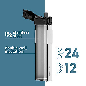 PREMIUM 24oz Double Insulated Water Bottle with Spout Lid – Stainless Steel Water Bottle – Leak Proof Metal Water Bottle – No Sweat – Reusable – Ice White, 23.6 oz