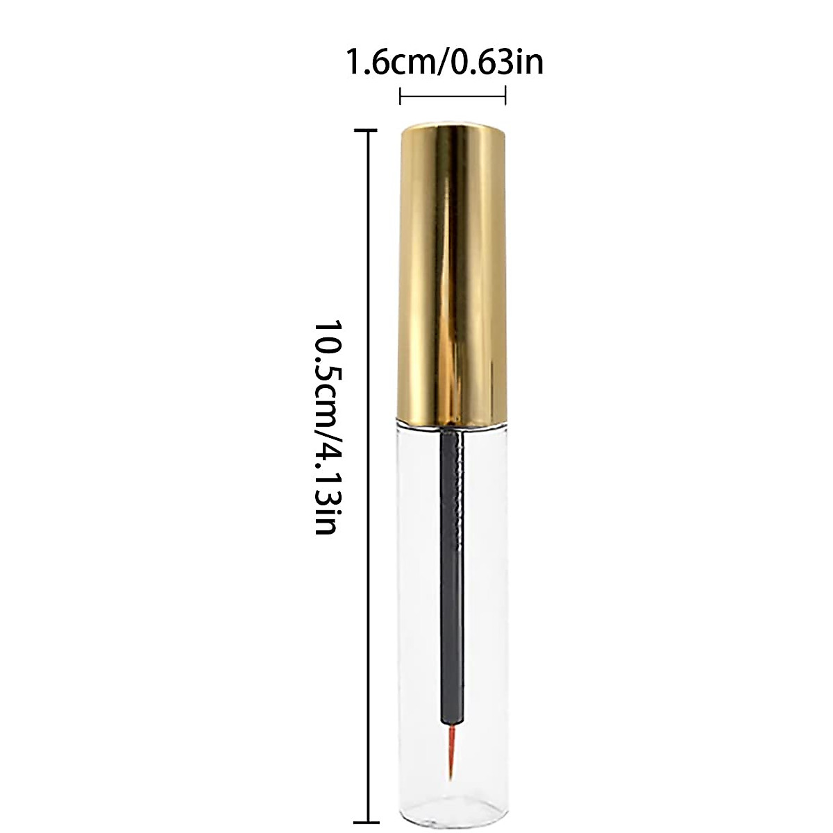 10ml Plastic Eyeliner Vials Bottle Empty Refillable Disposable Eyeliner Brush Applicator Multi-functional Eyelashes Container for DIY Eyelash Growth Oil, Eye Gloss Liquid, Gold Cover, Pack of 10