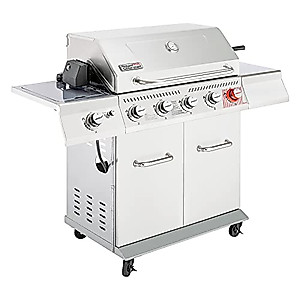 Royal Gourmet 5-Burner Propane Gas Grill with Side Burner, Stainless Steel Barbeque Grills, Silver, GA5404S